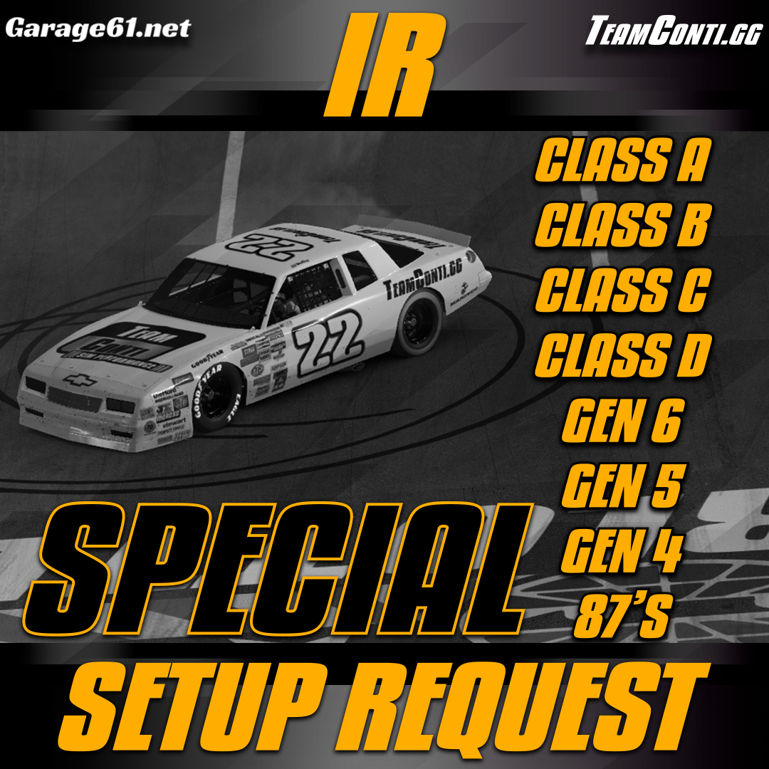 iRacing Oval Setup Packs – Team Conti Sim Performance
